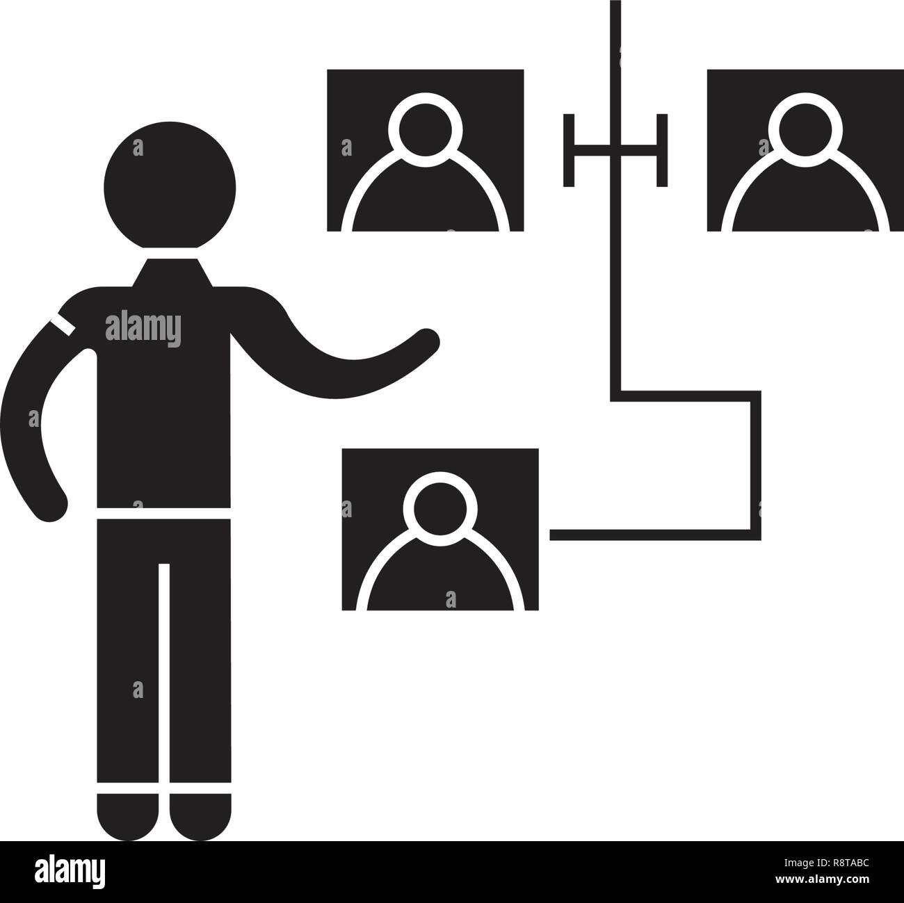 Schema der Interaktion schwarz Vektor Konzept Symbol. Schema der ...
