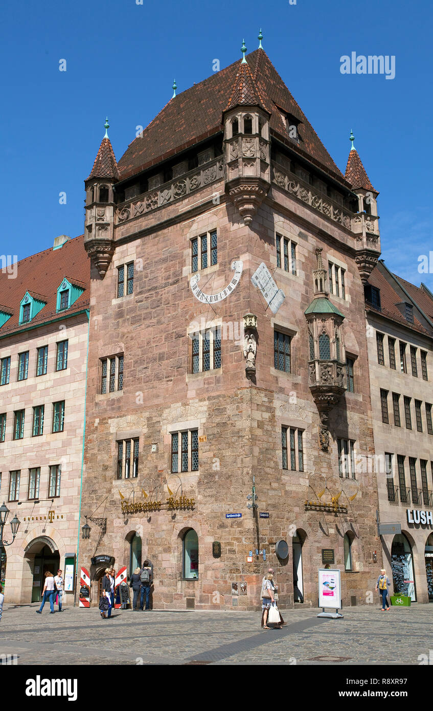 Nassauer Haus an der Lorenzkirche, Altstadt, Nürnberg, Franken, Bayern ...