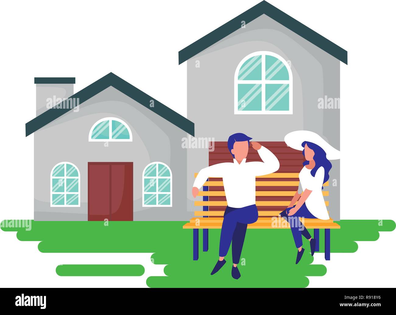 Junge familie auf dem rasen Stock-Vektorgrafiken kaufen - Alamy