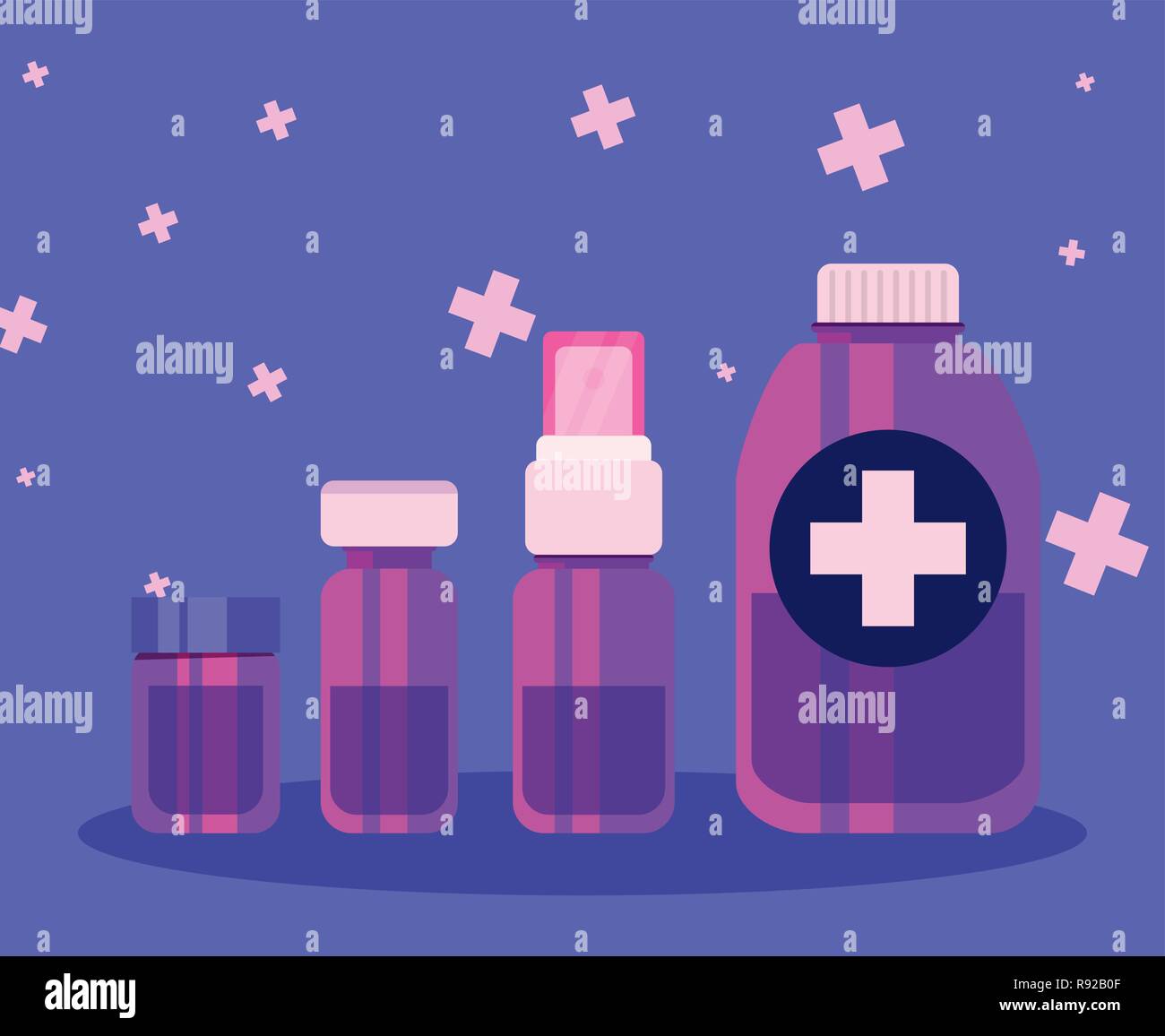 Impfung Flasche medizinische Kreuz Ampullen avial Vector Illustration ...