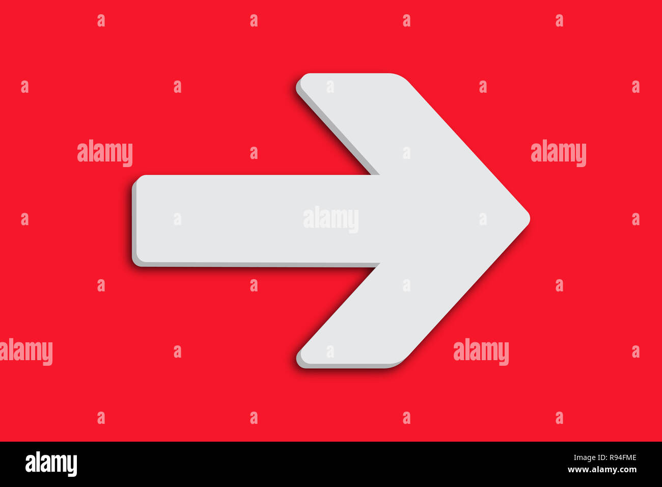 Weißer Pfeil symbol in minimalistisch weiße Farbe grau 3D Design Form ...
