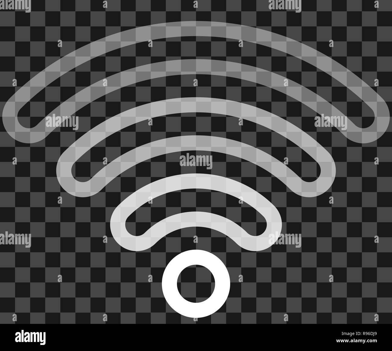 Wlan Symbol - weiß transparent beschrieben, abgerundet, isoliert ...