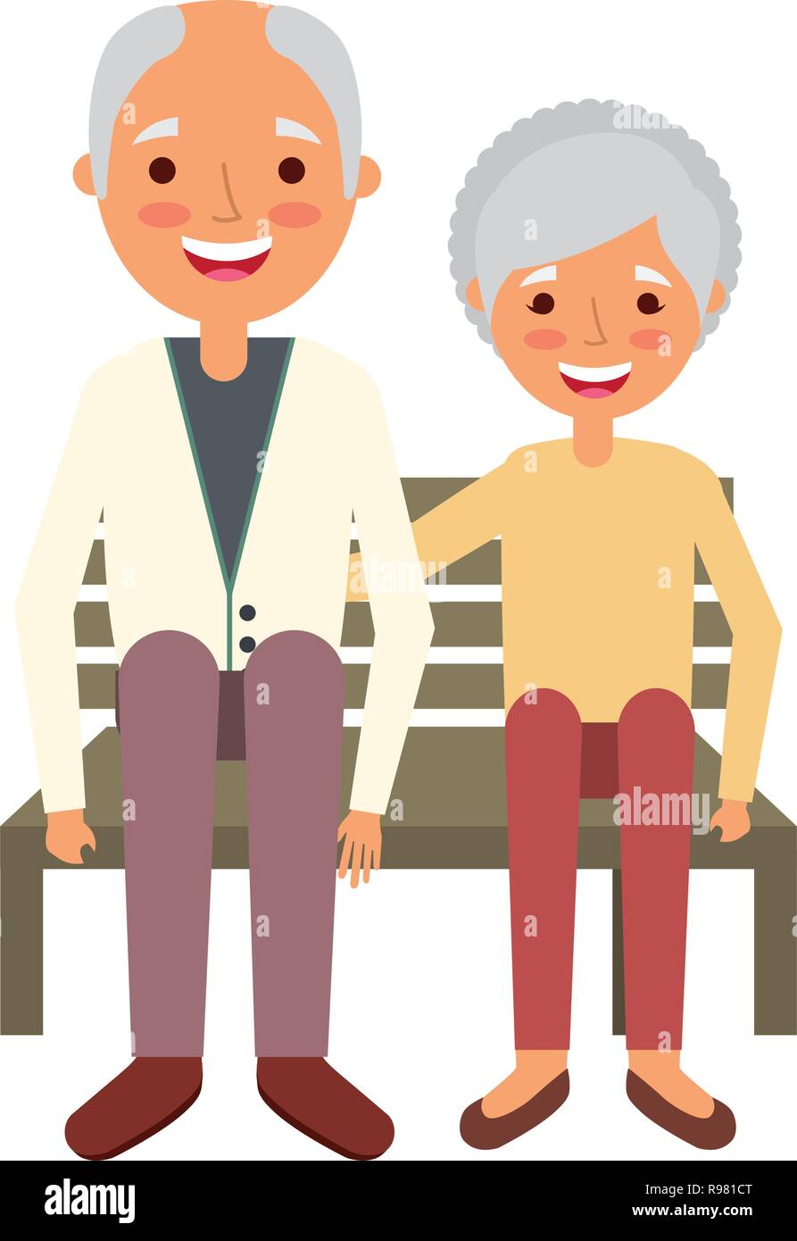 älteres paar sitzt auf parkbank Stock-Vektorgrafiken kaufen - Alamy