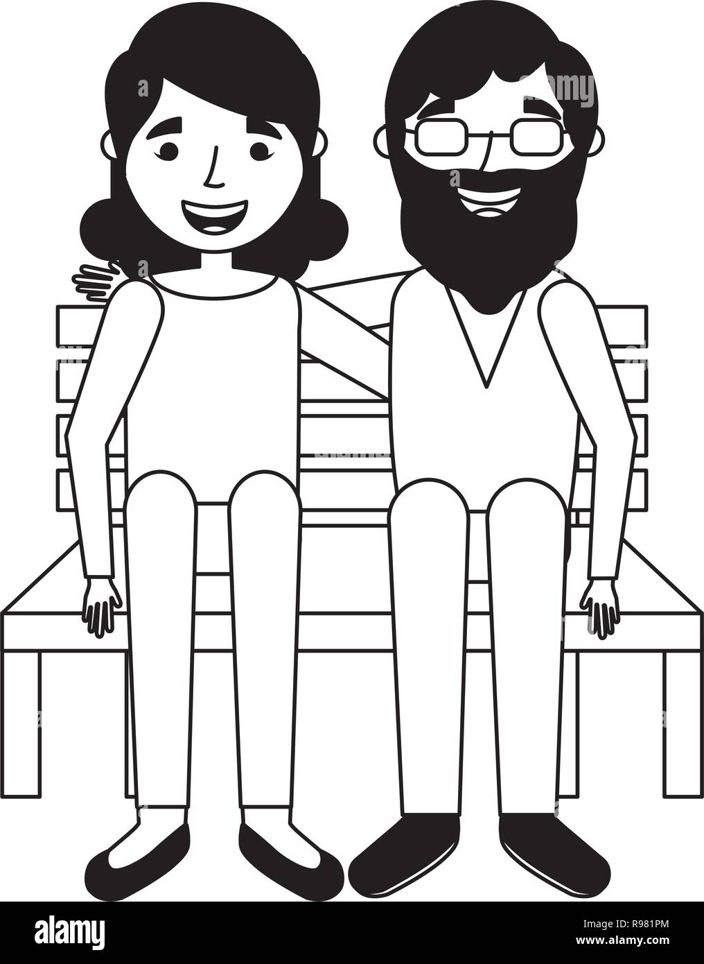 älteres paar sitzt auf parkbank Stock-Vektorgrafiken kaufen - Alamy