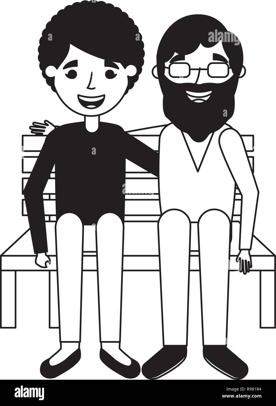 älteres paar sitzt auf parkbank Stock-Vektorgrafiken kaufen - Alamy