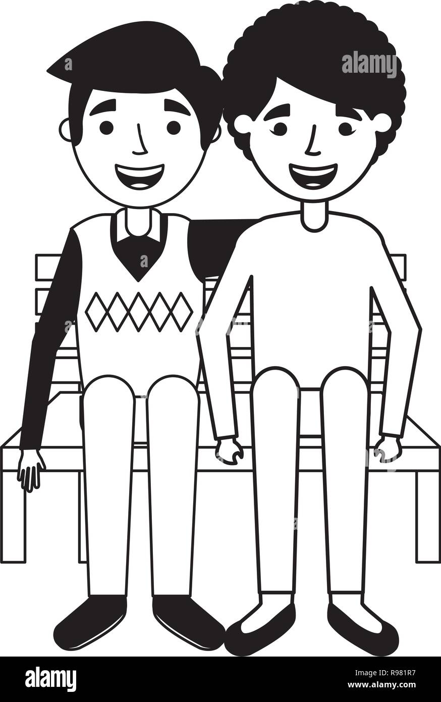 älteres paar sitzt auf parkbank Stock-Vektorgrafiken kaufen - Alamy