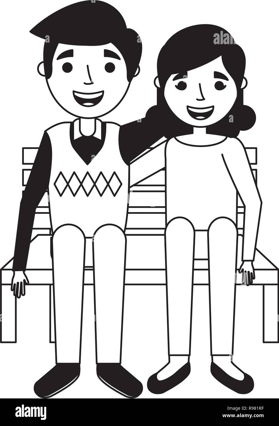 älteres paar sitzt auf parkbank Stock-Vektorgrafiken kaufen - Alamy