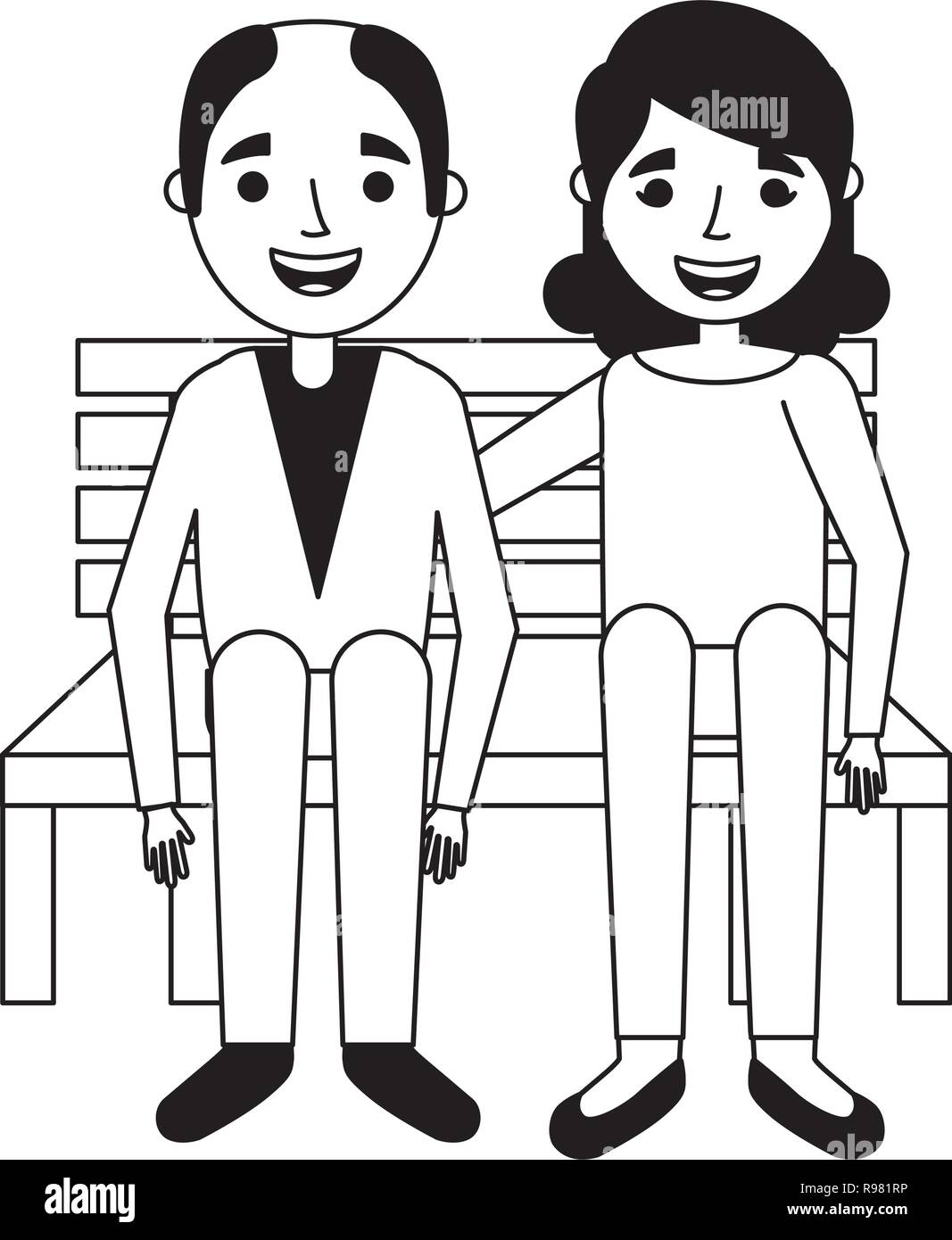 älteres paar sitzt auf parkbank Stock-Vektorgrafiken kaufen - Alamy