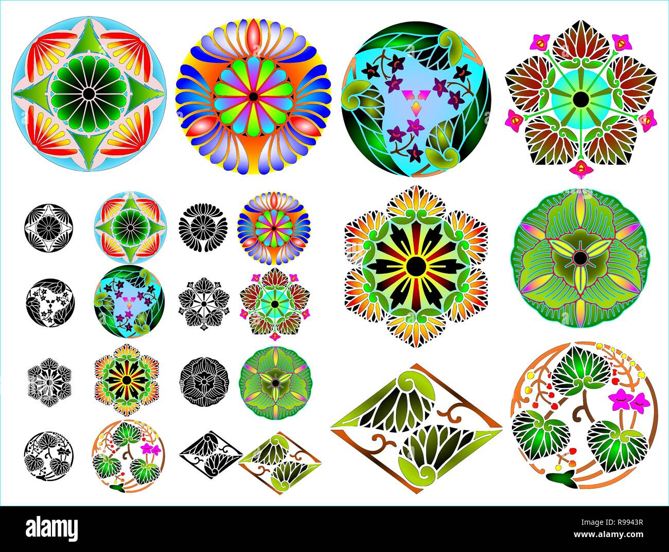 Japanisch, Kamon, traditionelle, Symbol, Familie, Abstammung, Crest ...