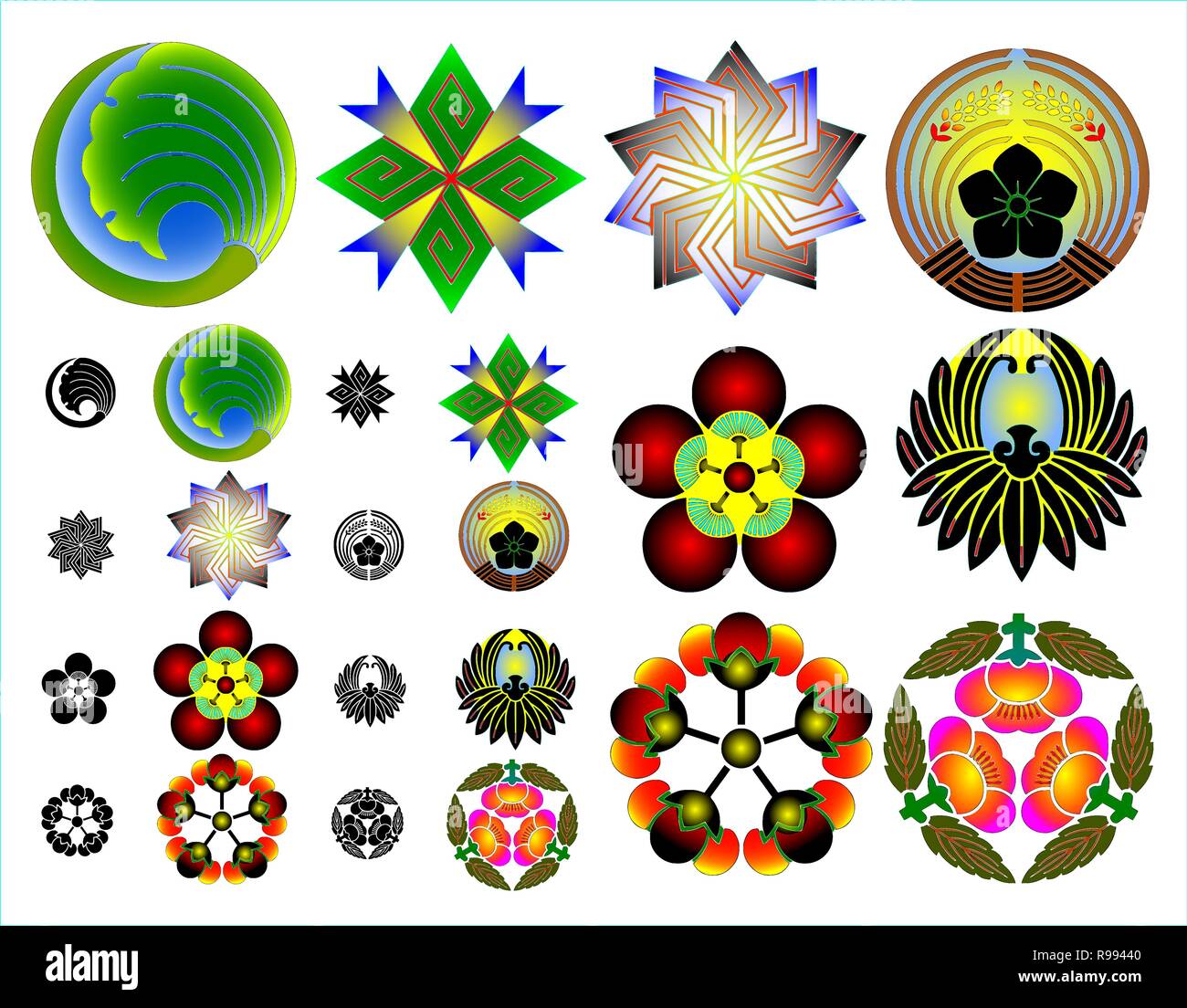 Japanisch, Kamon, traditionelle, Symbol, Familie, Abstammung, Crest ...