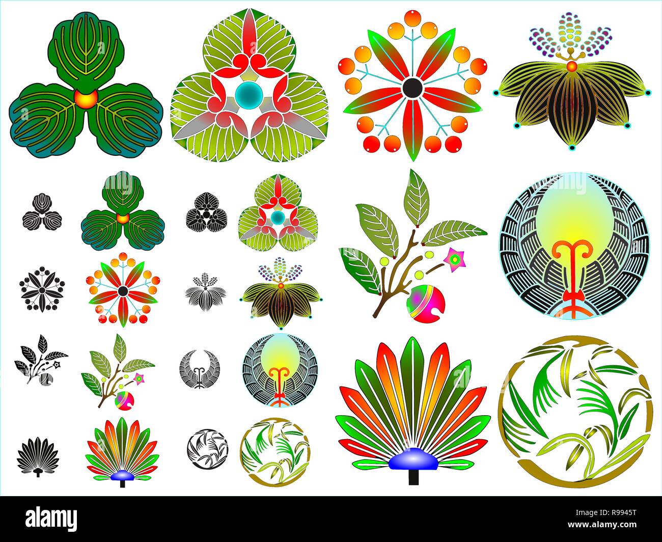 Japanisch, Kamon, traditionelle, Symbol, Familie, Abstammung, Crest ...