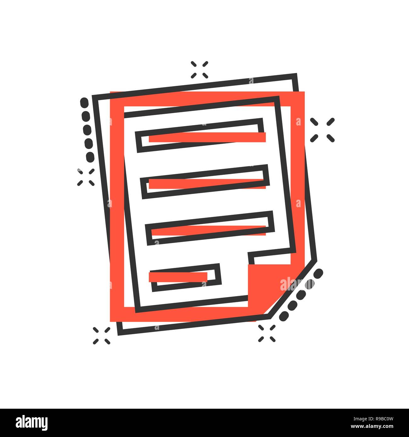 Dokument beachten Sie das Symbol im Comic-stil. Blatt Papier vektor ...