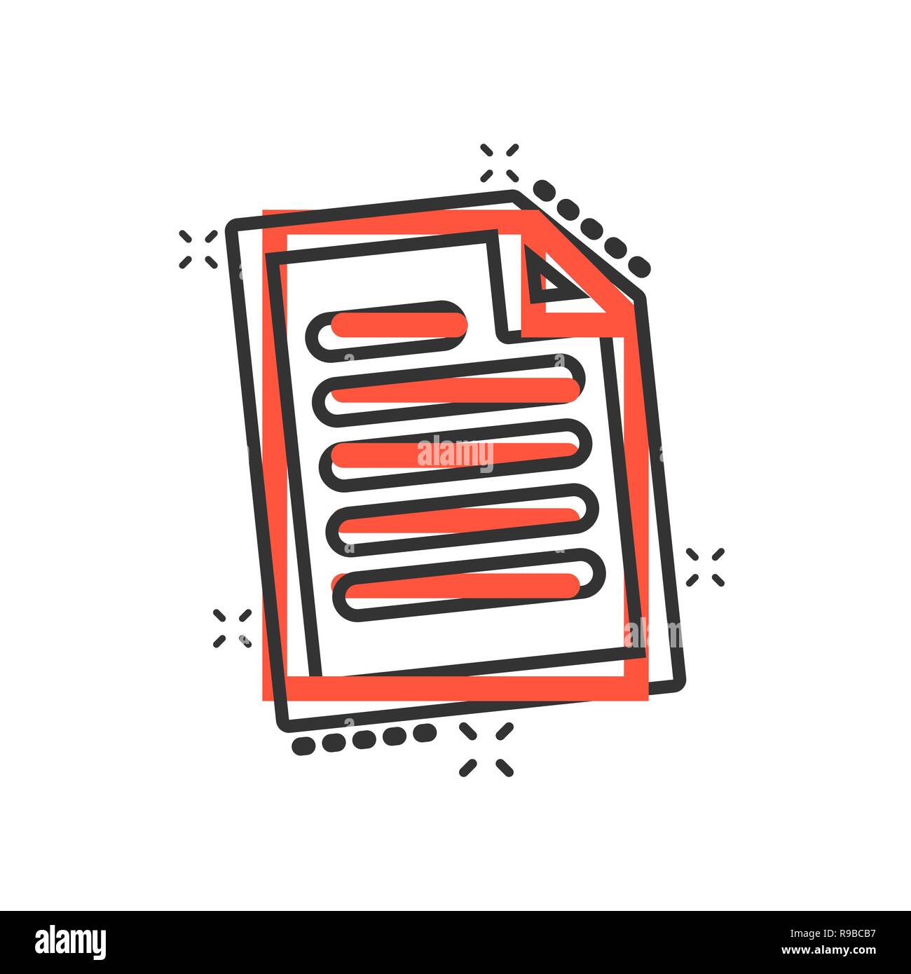 Dokument beachten Sie das Symbol im Comic-stil. Blatt Papier vektor ...