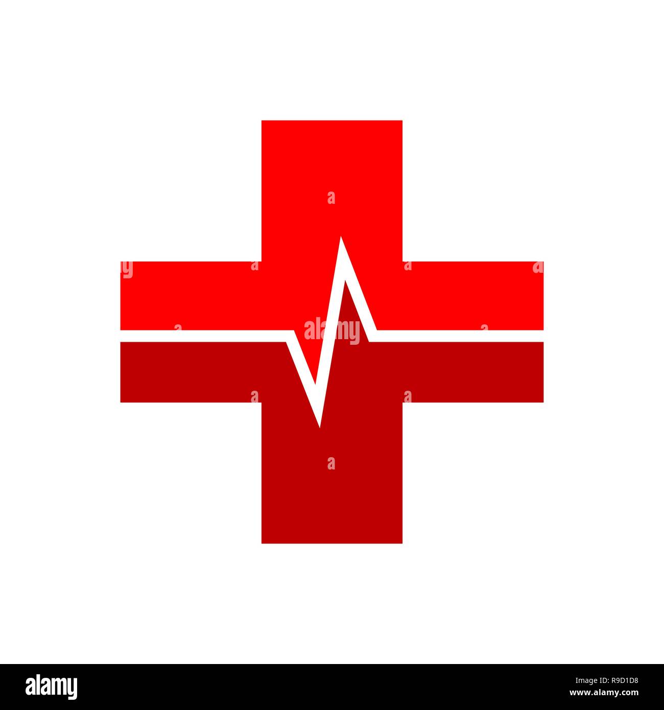 Medizinische Kreuz mit heartbeat Symbol im flachen Stil. Vector ... Medizinische Kreuz mit heartbeat Symbol im flachen Stil. Vector ...