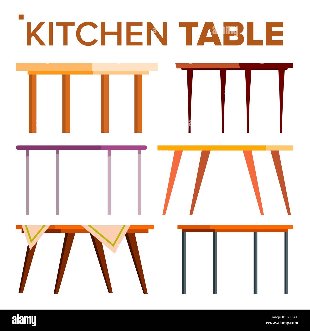 Küche Tisch Set Vektor. Interior Design Element. Classic Home Tisch ...