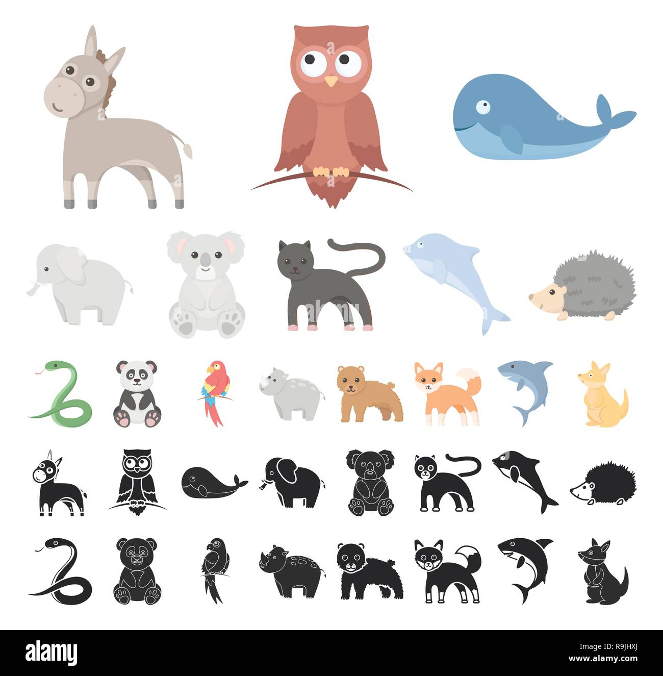 Tier, Bär, tier, vogel, Rasse, Cartoon, schwarz, Sammlung, Cougar ...