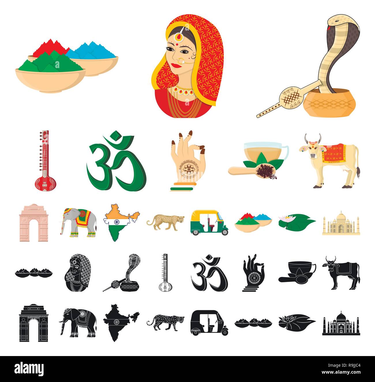 Attribute, Aum, Cartoon, schwarz, Charakter, Sammlung, Land, Kuh ...