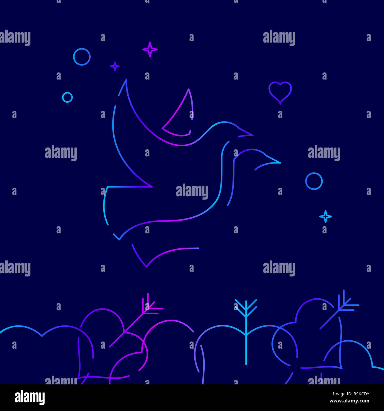 Tauben oder Tauben Symbol Leitung. Die Freigabe der Tauben bei der ...