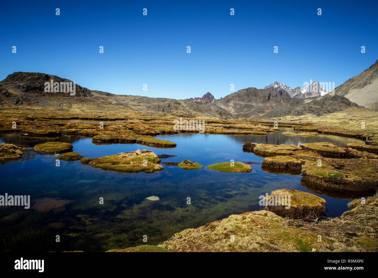 Panoramasicht auf den See in spektakulären Bergen, Cordillera, Anden ...