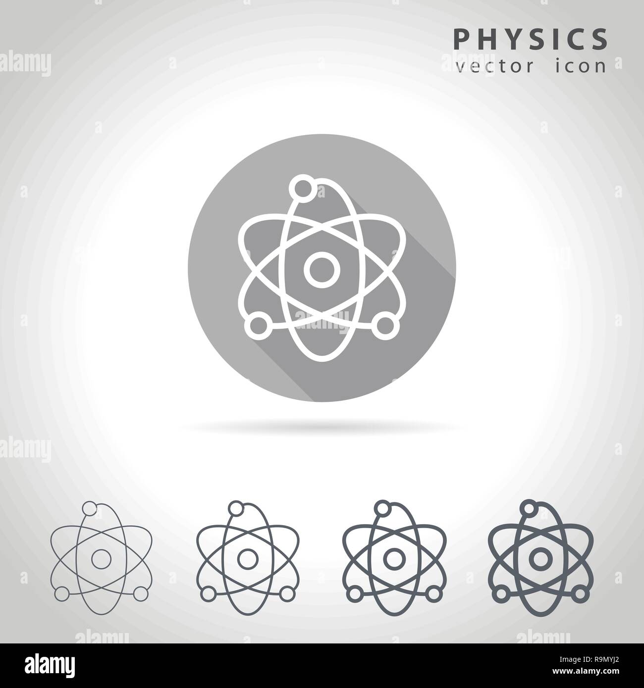 Physik Umrisse Icon Set, Sammlung von Atom Symbole, Vector Illustration ...