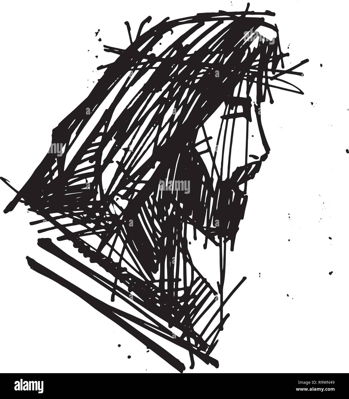 Vektor-Illustration von Hand gezeichnet oder eine Zeichnung Antlitz ...