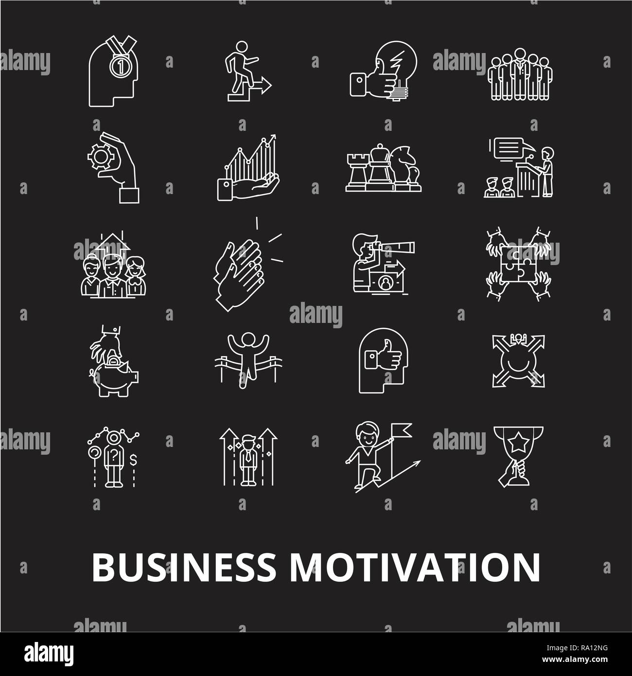 Geschäftliche Motivation bearbeitbare Zeile Symbole Vektor auf ...