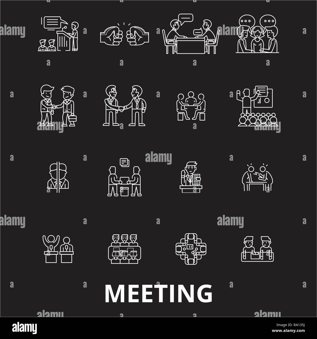 Sitzung bearbeitbare Zeile Symbole Vektor auf schwarzen Hintergrund ...