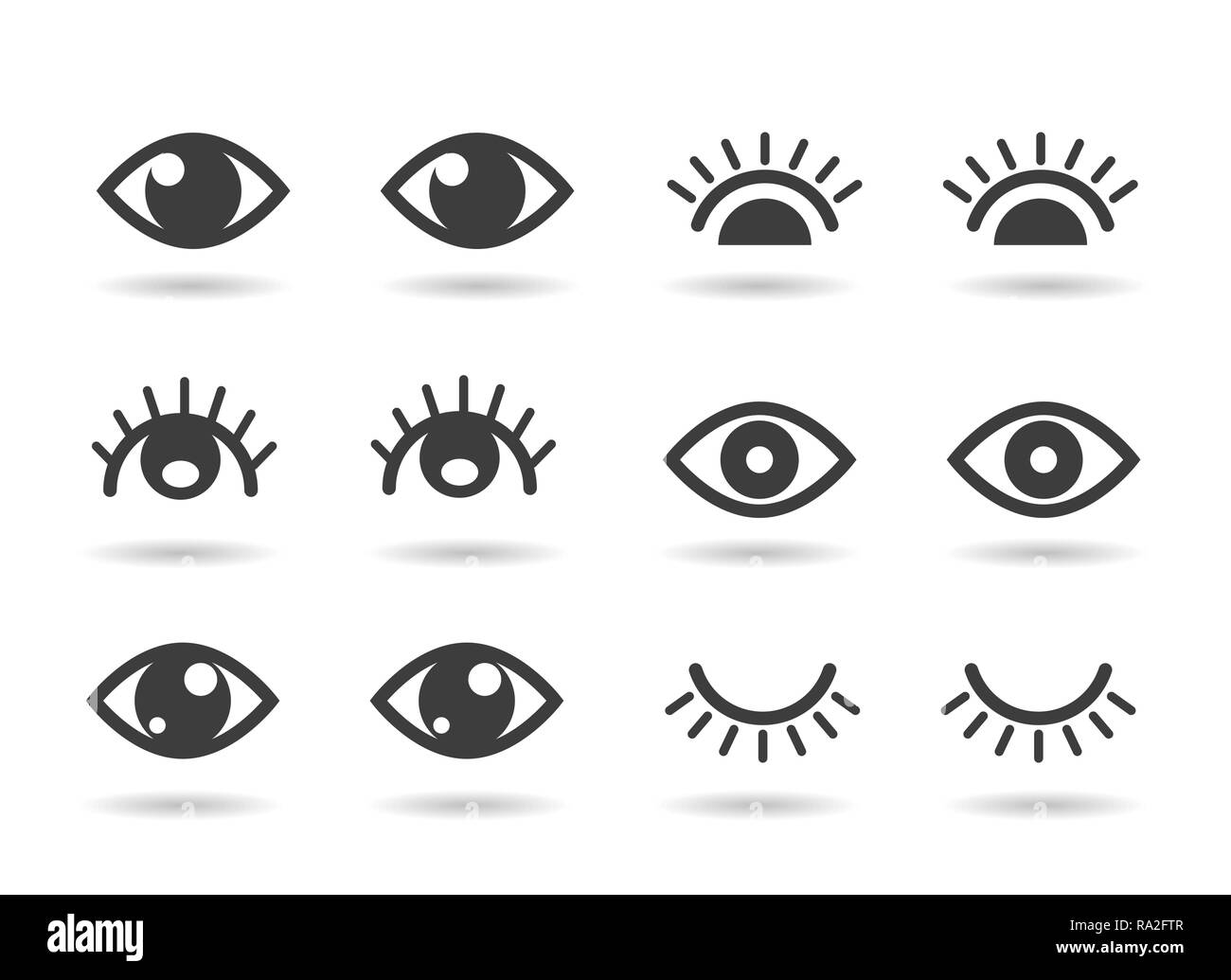 Augen und eyelashs Symbole. Ad Offen Geschlossen menschliche Auge Icon ...