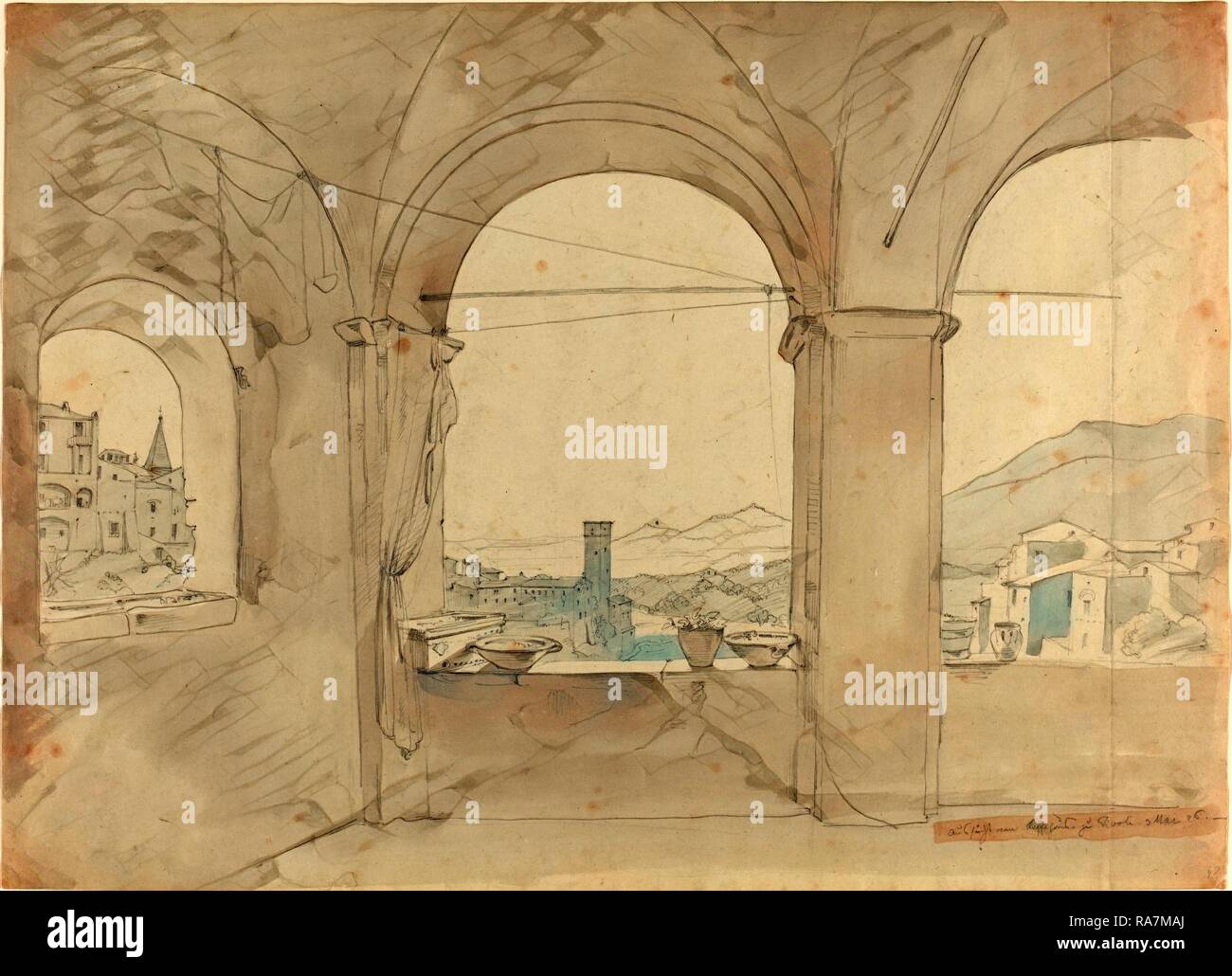 Leo von Klenze, Deutsch (1784-1864), Panorama von Tivoli aus einer ...