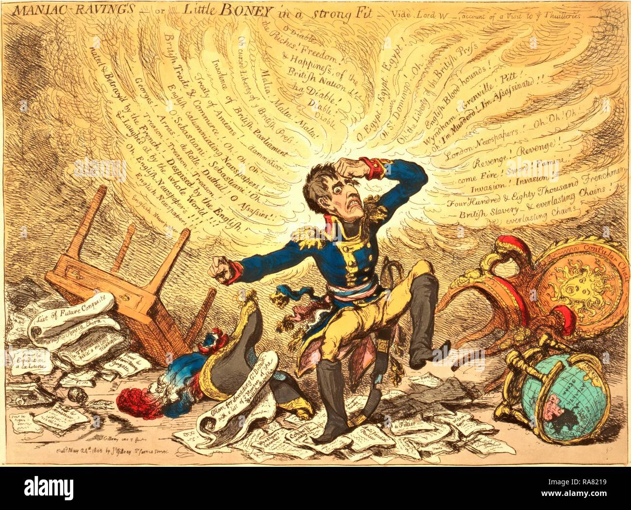 Maniac - raving oder wenig Boney in einem starken passen, Gillray ...