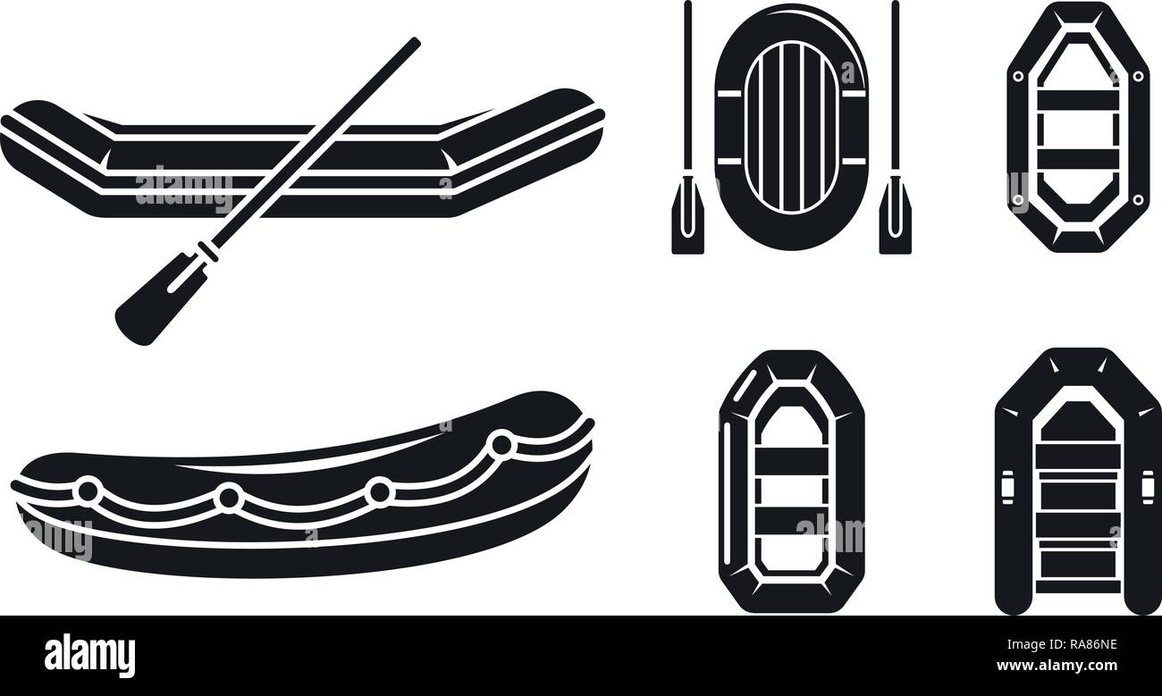 Fluss Schlauchboot Icon Set. Einfache Fluss Schlauchboot Vector Icons ...