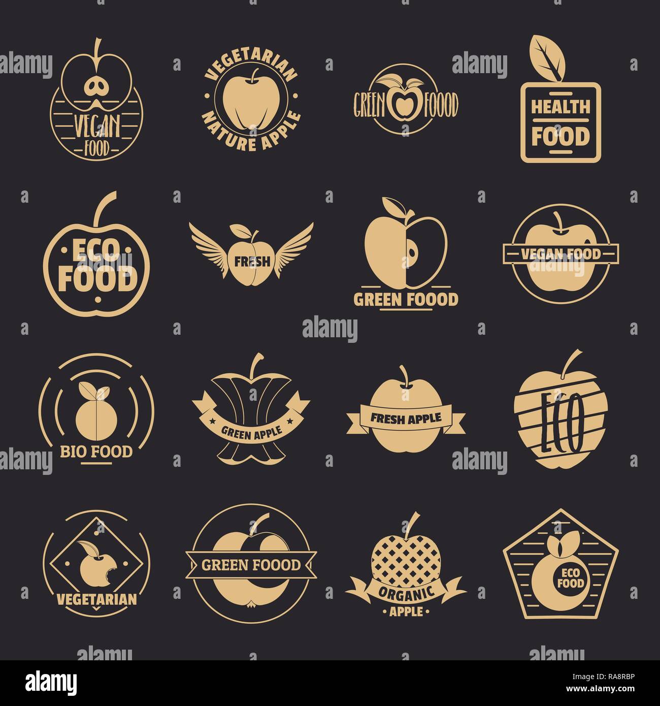 Apple Logo Symbole gesetzt, einfachen Stil Stock-Vektorgrafik - Alamy