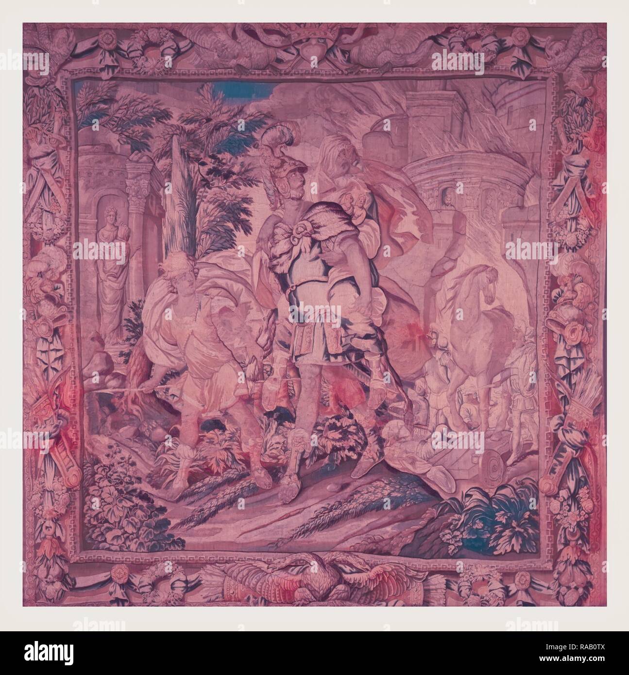 Aeneas Troy verlässt seinen Vater Anchises tragen und führt sein Sohn ...