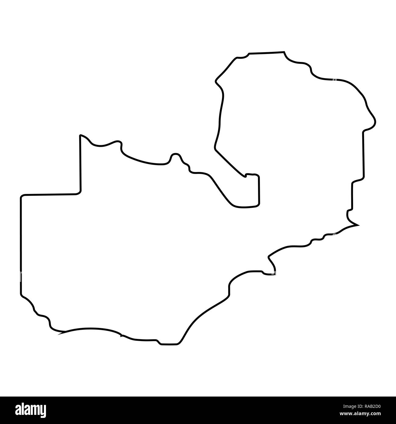 Karte von Sambia - skizzieren. Silhouette von Sambia Karte Abbildung ...