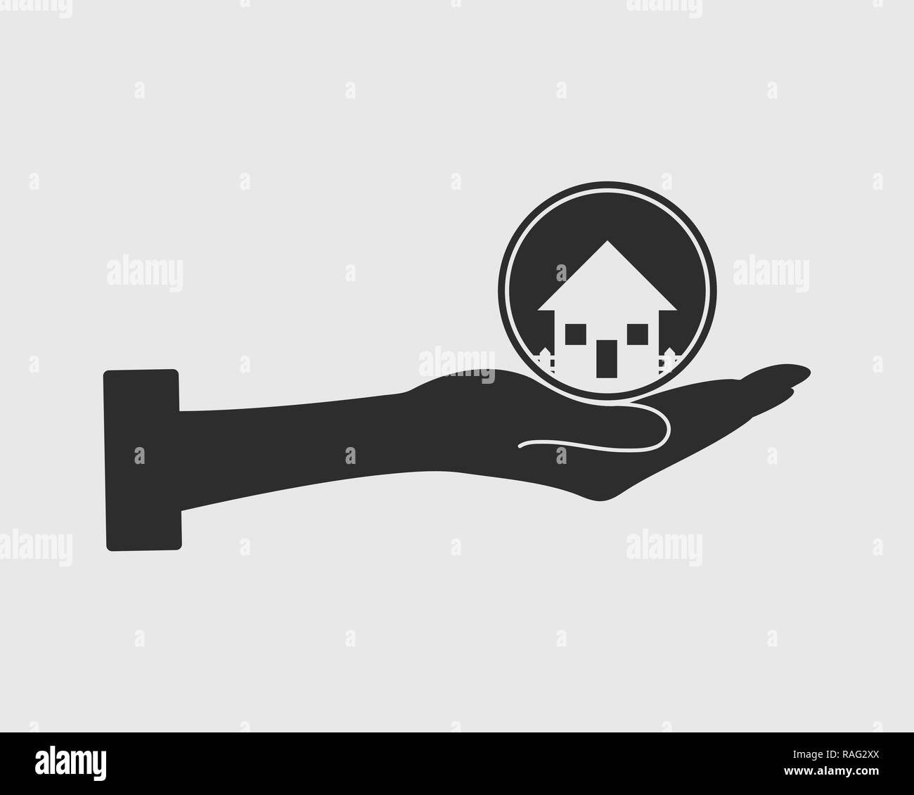 Immobilien Symbol. Haus Symbol auf Handzeichen Stock-Vektorgrafik - Alamy