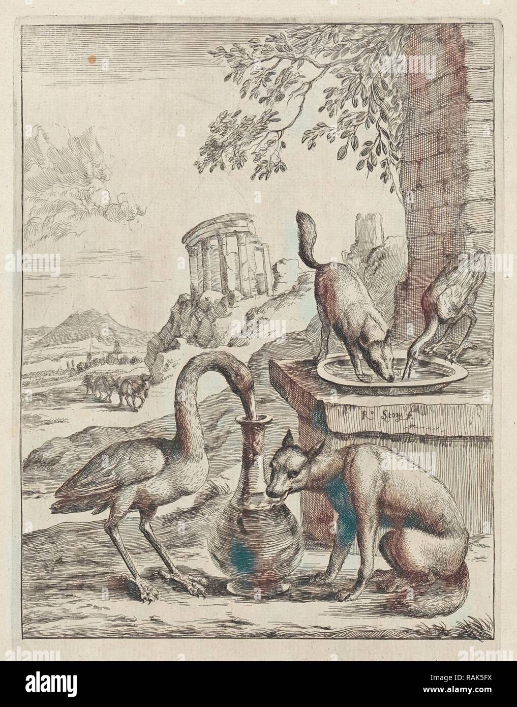 Fabel vom Fuchs und der Kran, Dirk Stoop, John ogilby, 1665 ...