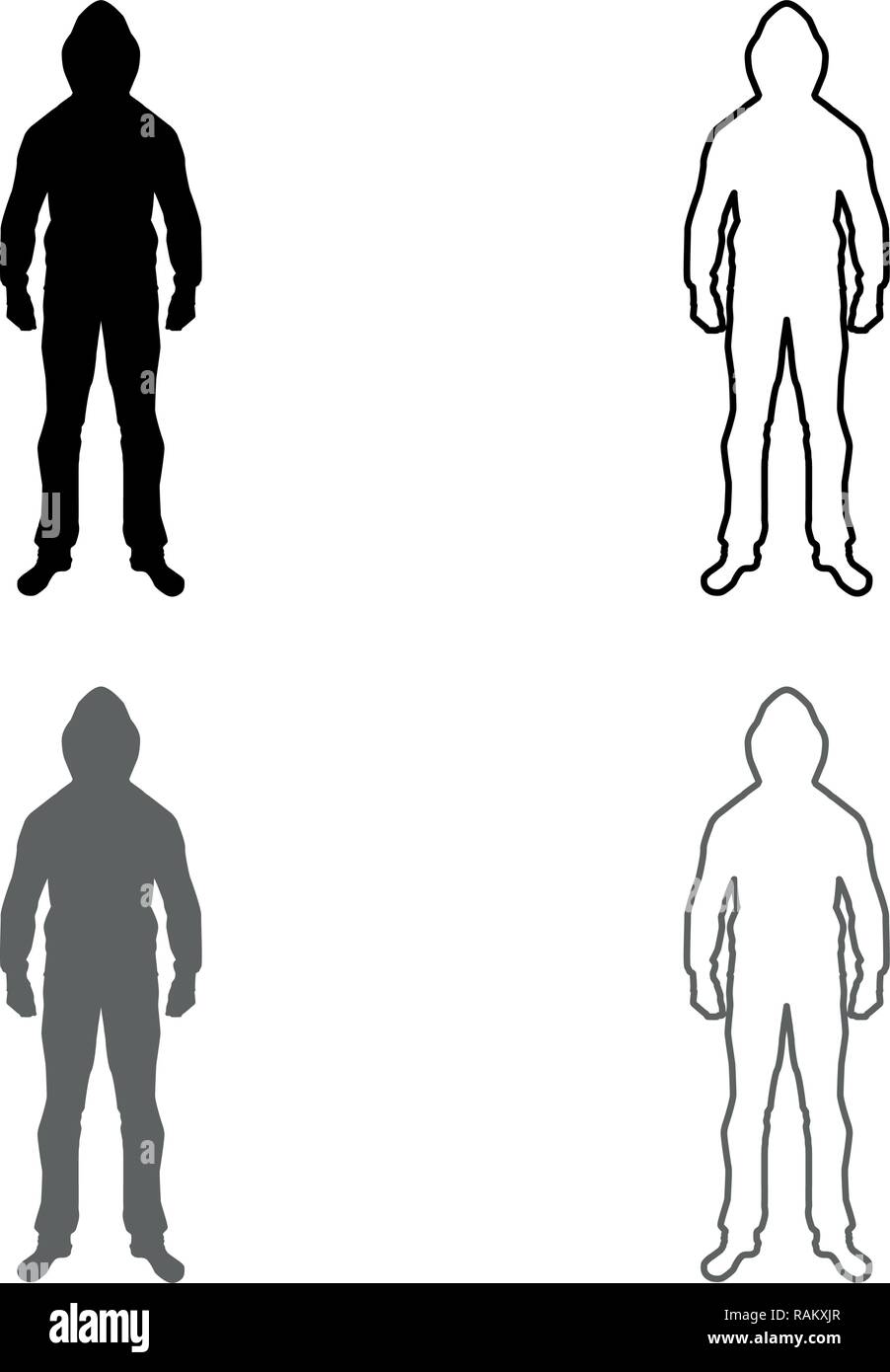 Der Mensch in der Haube Konzept Gefahr silhouette Vorderseite Icon Set ...