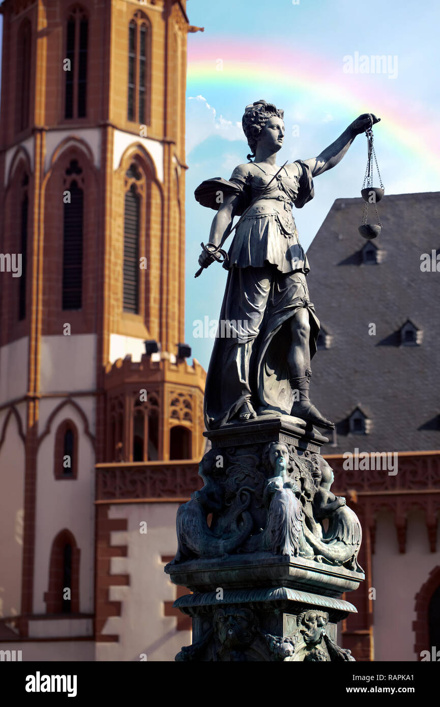 Freiheit Gerechtigkeit Symbol Statue Kunst in Frankfurt Deutschland ...