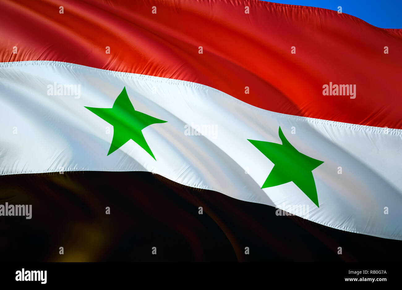 Syrien Fahne. 3D-Wehende Flagge Design. Das nationale Symbol von Syrien ...