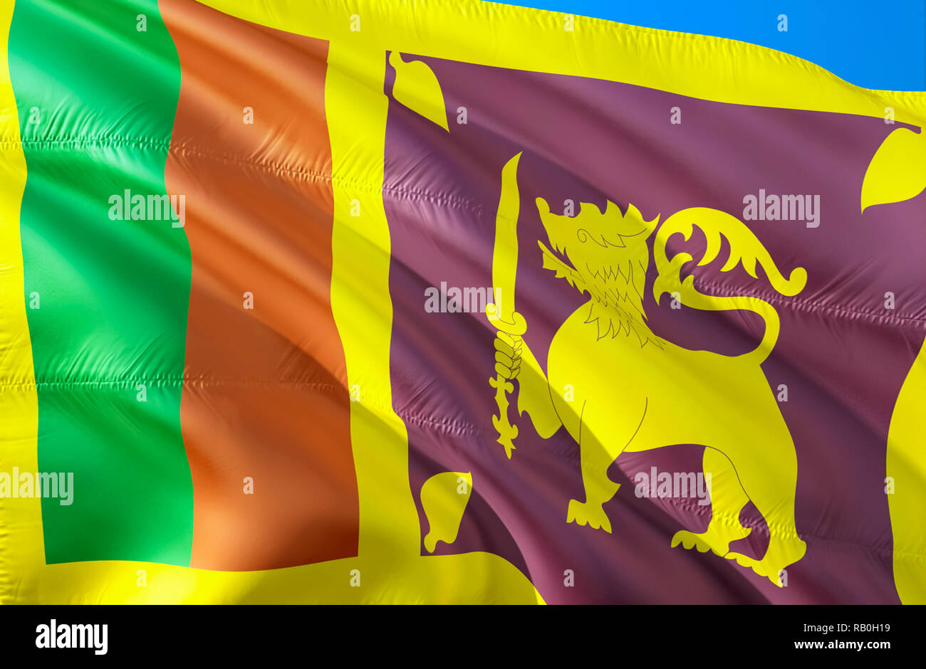 Ceylon Flagge. 3D-Wehende Flagge Design. Das nationale Symbol von Sri ...
