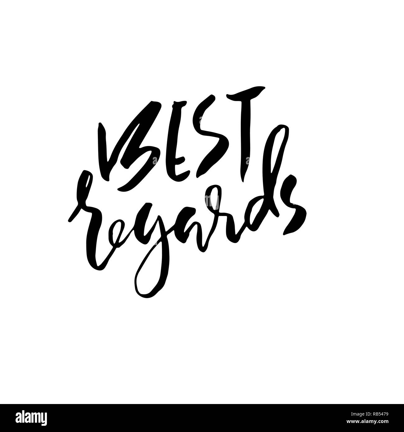 Mit besten Grüßen. Hand moderne trockene Bürste Schriftzug gezogen ...