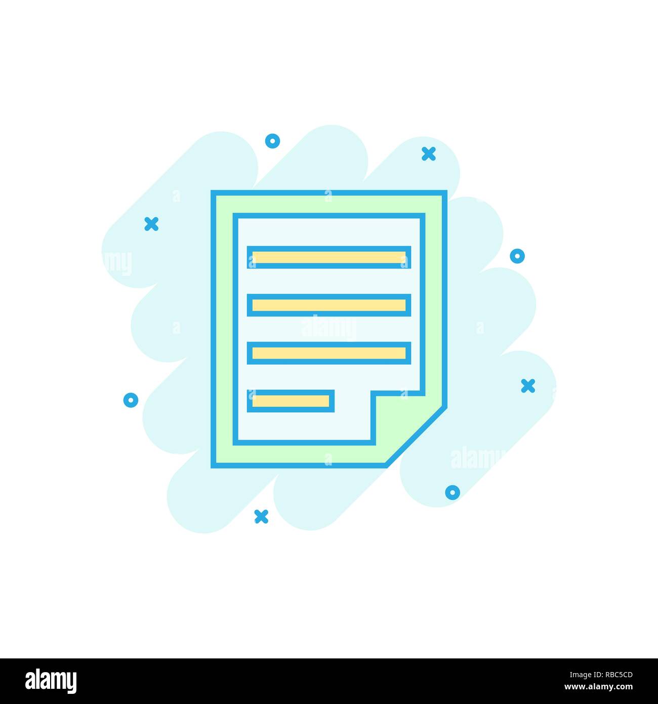 Dokument beachten Sie das Symbol im Comic-stil. Blatt Papier vektor ...