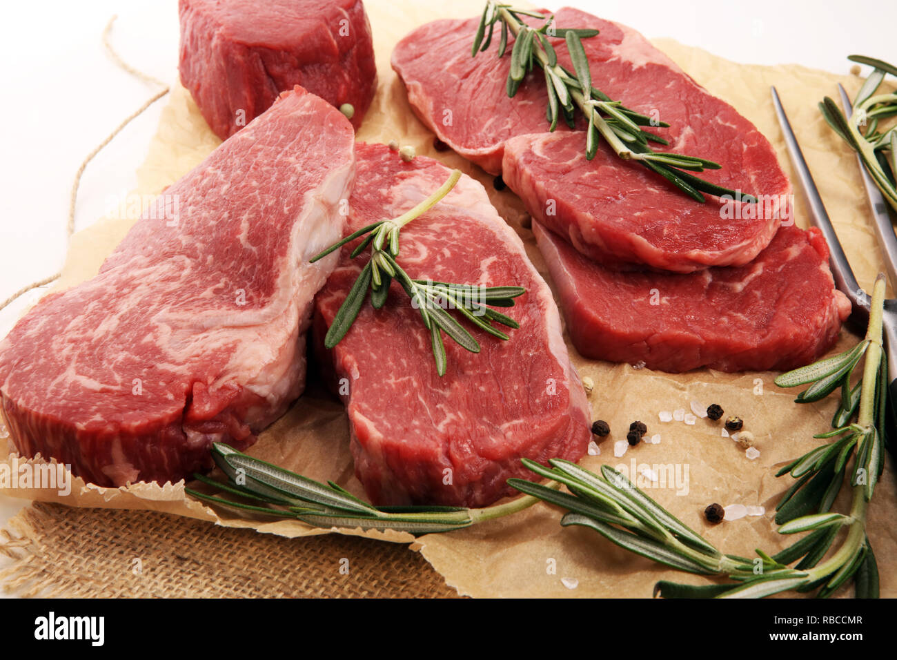 Rohen Steak. Barbecue Rib Eye Steak, trockenen Jahren Wagyu Entrecote ...