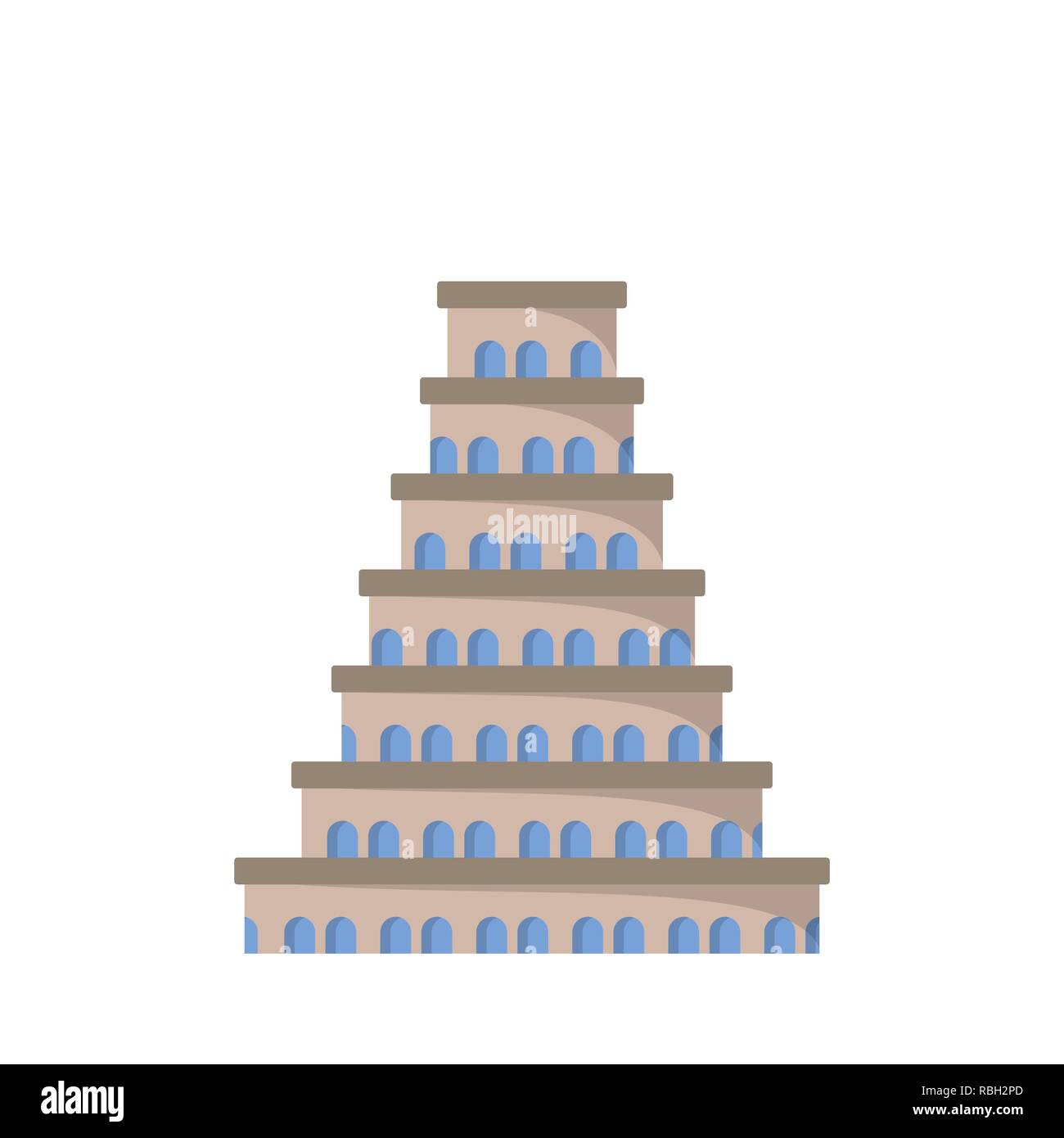 Flache Symbol des Turms von Babel. Vector Illustration. Die biblische ...