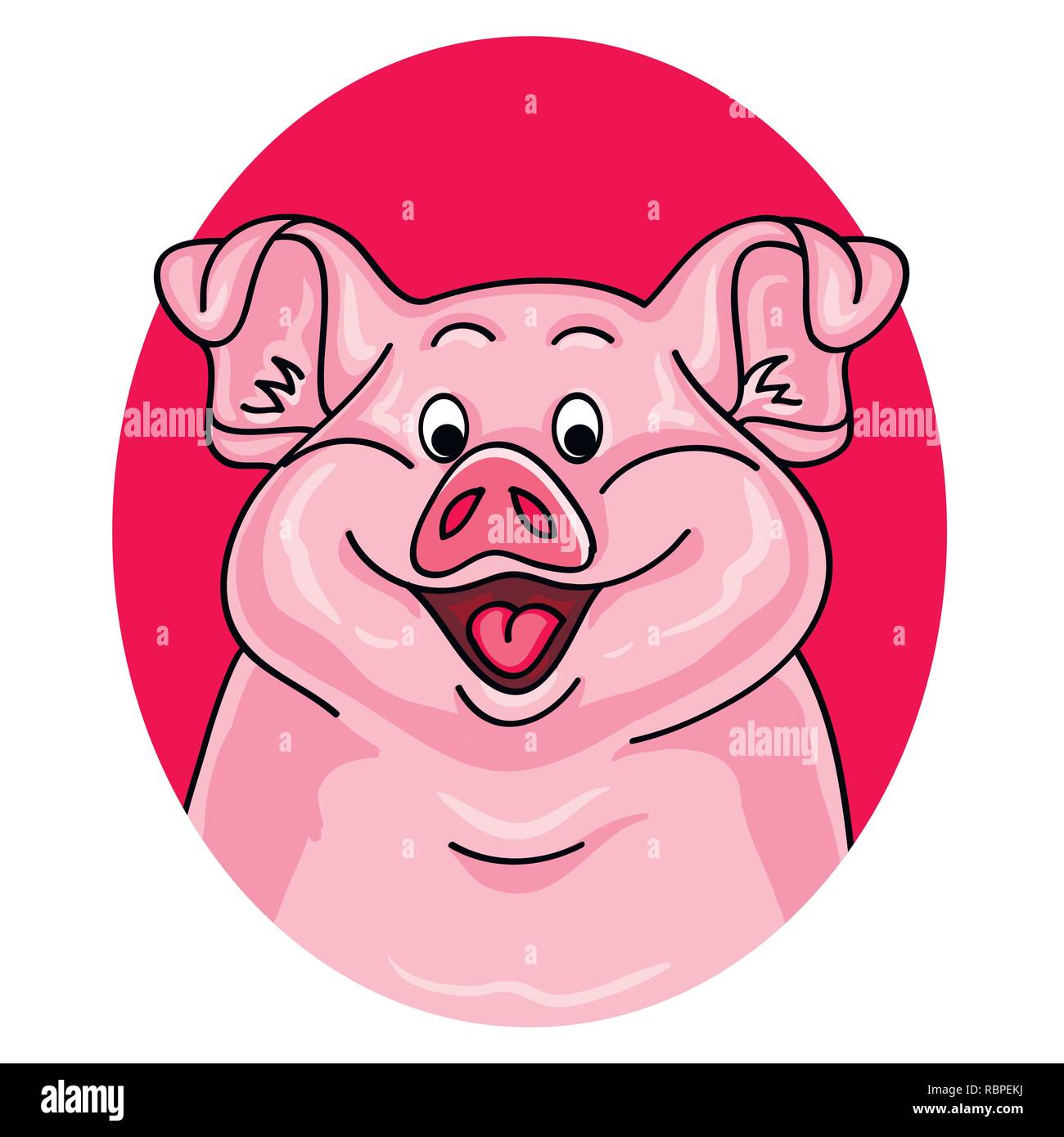 Schwein Portrait auf weißem Hintergrund. Cartoon Schwein blickt aus der ...