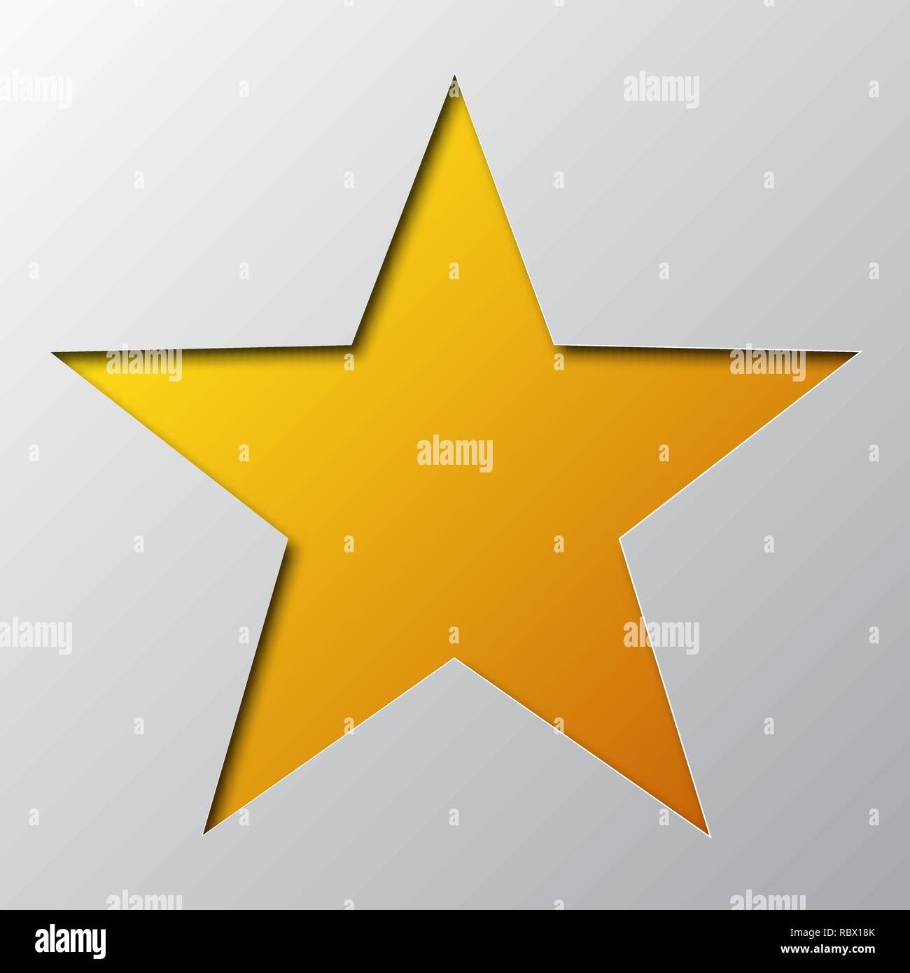 Gelber Stern aus Papier schneiden mit Schatten. Vector Illustration ...