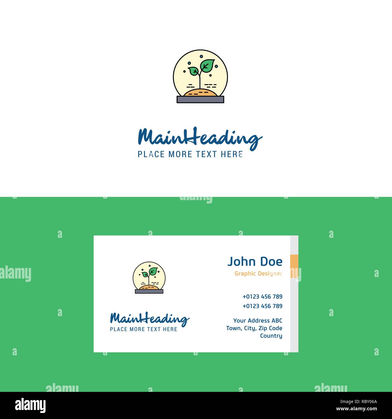 Flache Anlage Logo und Visitenkarte vorlage. Business Konzept Logo ...