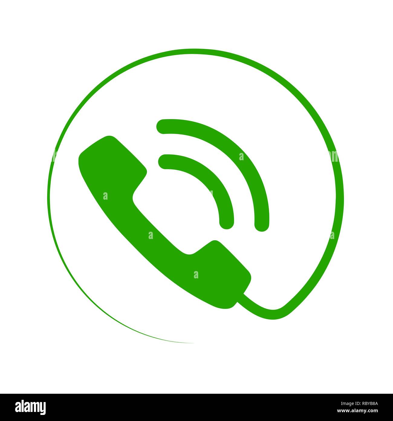 Auf das Symbol "Telefon" in flachen Stil. Vector Illustration. Grünes ...