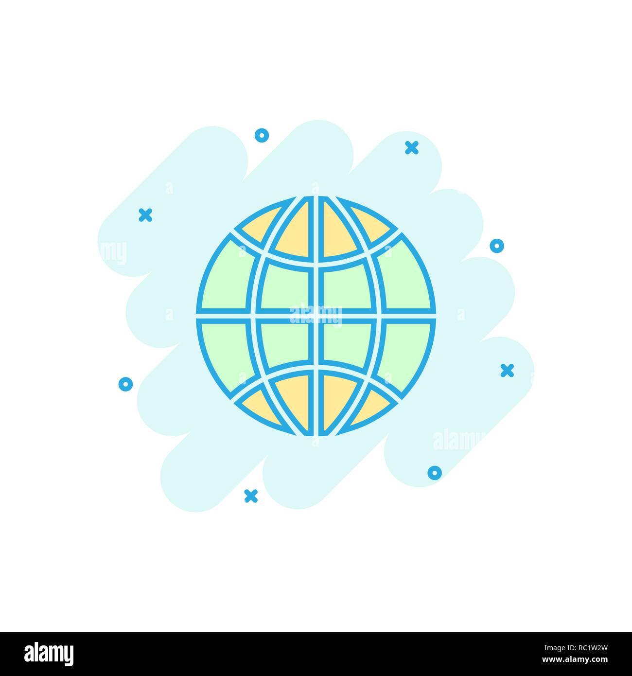 Erde - Planet Symbol im Comic-stil. Globus geographischen Vektor ...