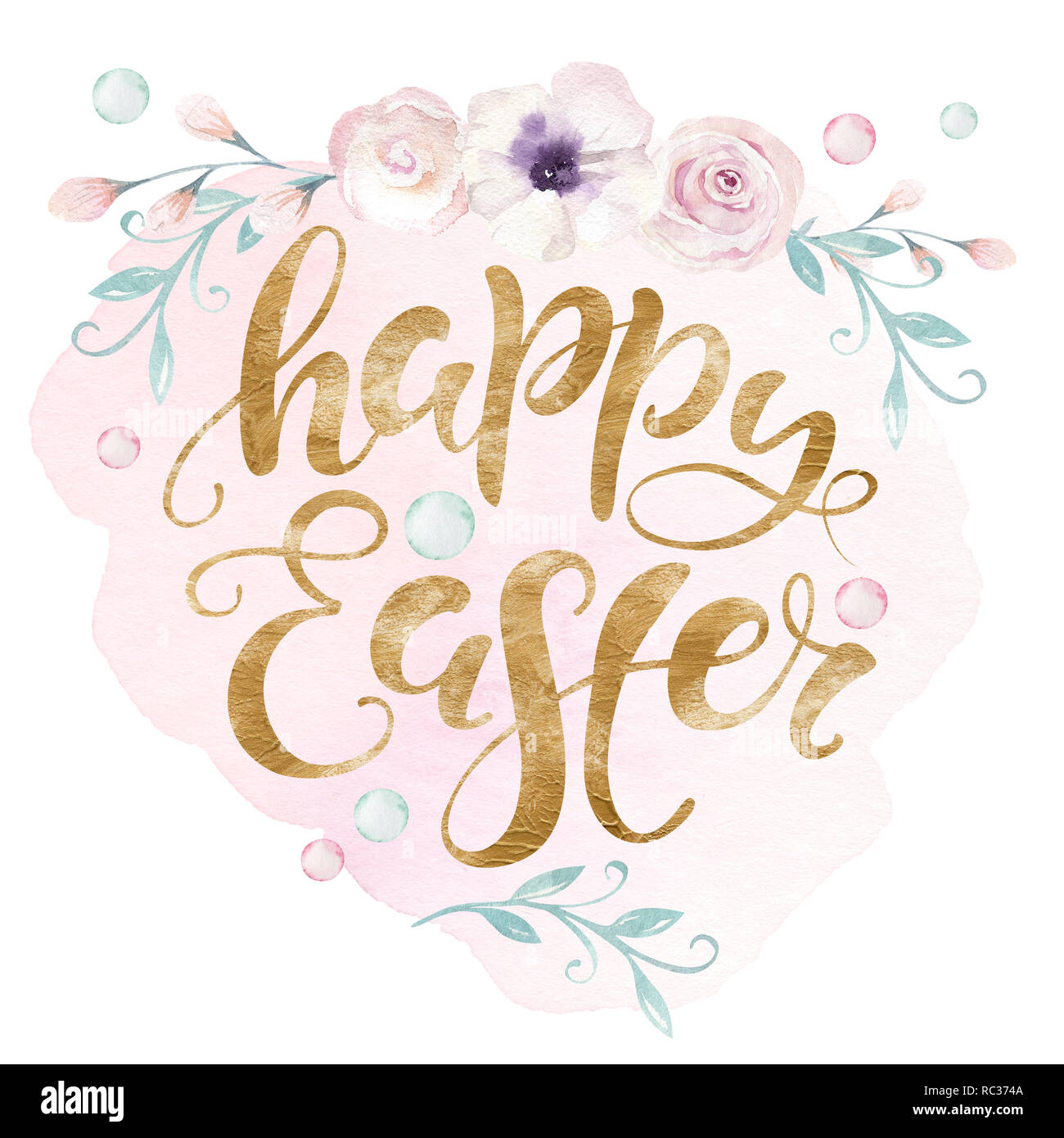 Hand skizziert Frohe Ostern Typografie Schrift overlay Plakat mit ...